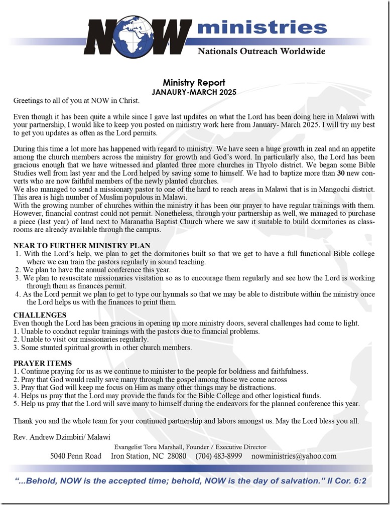 News from Malawi – NOW Ministries